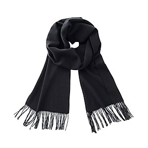 CALVIN & OLIVIA Soft Cashmere Feel Scarf Unisex Classic Plain Solid Tartan Winter Scarves Ombre Buffalo Tartan Tweed Houndstooth Gift for Men Women Black