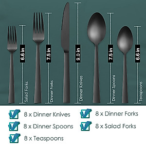 Silverware Set, HaWare 40 Pieces Stainless Steel Square Flatware Cutlery Set for 8, Modern Tableware Eating Utensils for Home, Matte Finish, Dishwasher Safe