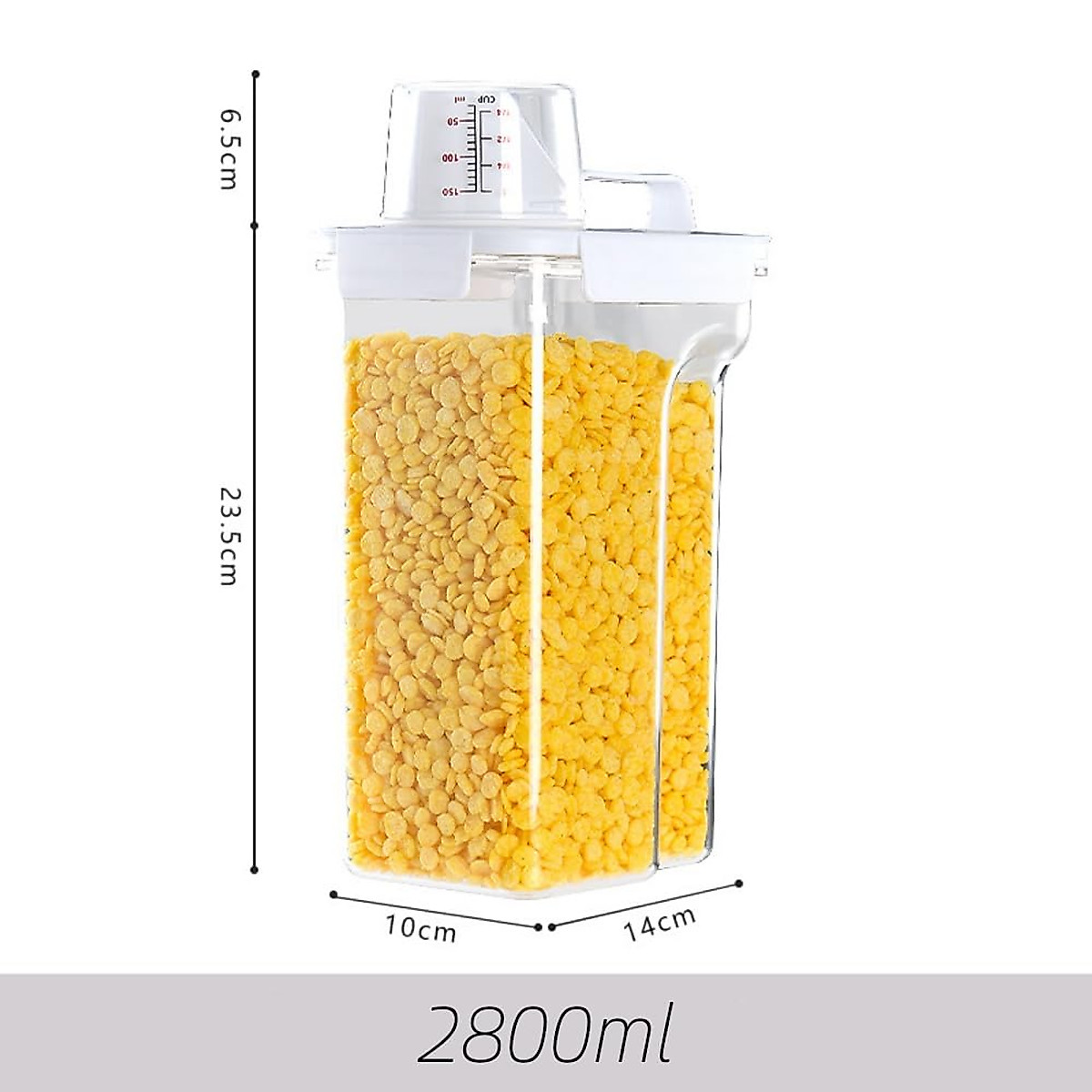Komost Airtight Food Storage Canisters with Measuring Cup - Ideal for Cereal, Flour & Sugar | Kitchen Pantry Organization Containers, Dry Food Storage (2800ml)