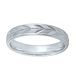 Heartbeat Sterling Silver 4mm Diamond-cut Chevron Brush Finish Shiny Edge Wedding Band Ring (6)