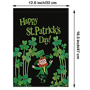 St Patricks Day Garden Flag Shamrocks Leprechaun Vertical Double Sided Burlap Flag 12.5 x 18 Inch Happy St.Patrick's Day Spring Holiday Farmhouse Outdoor Yard Decoration