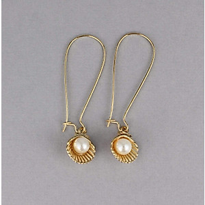 Gold Sea Shell Earrings For Women Set Faux Pearl Oyster Shell 2" Long Dangle Earrings For Women Set