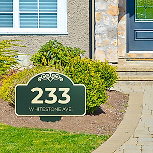 Custom House Address Yard Sign, Lawn Arch Address Plaque, Personalized House Numbers For Outside, Square Style, 12x15 Inches, Aluminum Composite Material Made in The USA by Sigo Signs