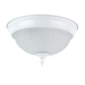 Globe Electric 6261201 1 Light 11 inch Flush Mount Ceiling Light Fixture, White Finish with Frosted Swirl Glass Shade