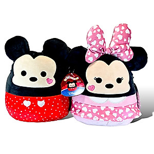 Squishmallows Official Kellytoy Perfect Pair Mickey Mouse and Minnie Mouse Plush with Hearts - Set of 2 - 2023 Valentine’s Squad Stuffed Animal Toy Pillow Doll, Multicolor, Small 8''