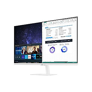 SAMSUNG 27" M50B Series FHD Smart Monitor w/Streaming TV, 4ms, 60Hz, HDMI, HDR10, Watch Netflix, YouTube and More, Slimfit Camera, IoT Hub, Mobile Connectivity, 2022, LS27BM501ENXZA, White