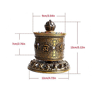Tibetan Prayer Wheel, Buddhist Prayer Wheel, Table Top Prayer Wheel - Tibetan Buddhist Table Top Prayer Wheel, Tibetan Table Spinning Wheel for Relaxation/Meditation/Yoga