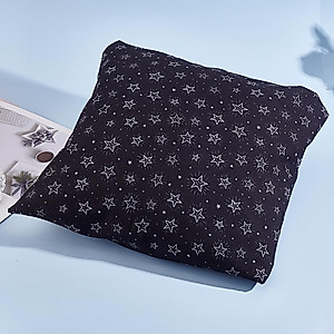 AHANDMAKER White Stars Upholstery Fabric by The Yard, Night Sky Fabric, Star Night Sky Concept Astronomy Decorative Fabric for Clothing Accessories, DIY Art Craft, 1.12 Yard, Black