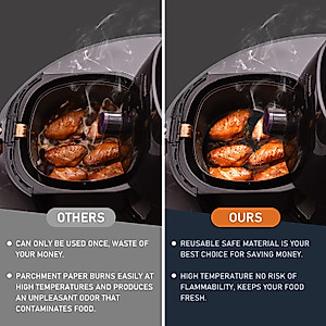 Air Fryer Liners, Reusable Air Fryer Mats 4 Pack, Premium Air Fryer Accessories, Non Stick, Easy Clean - 7.6 X 11.67" Square