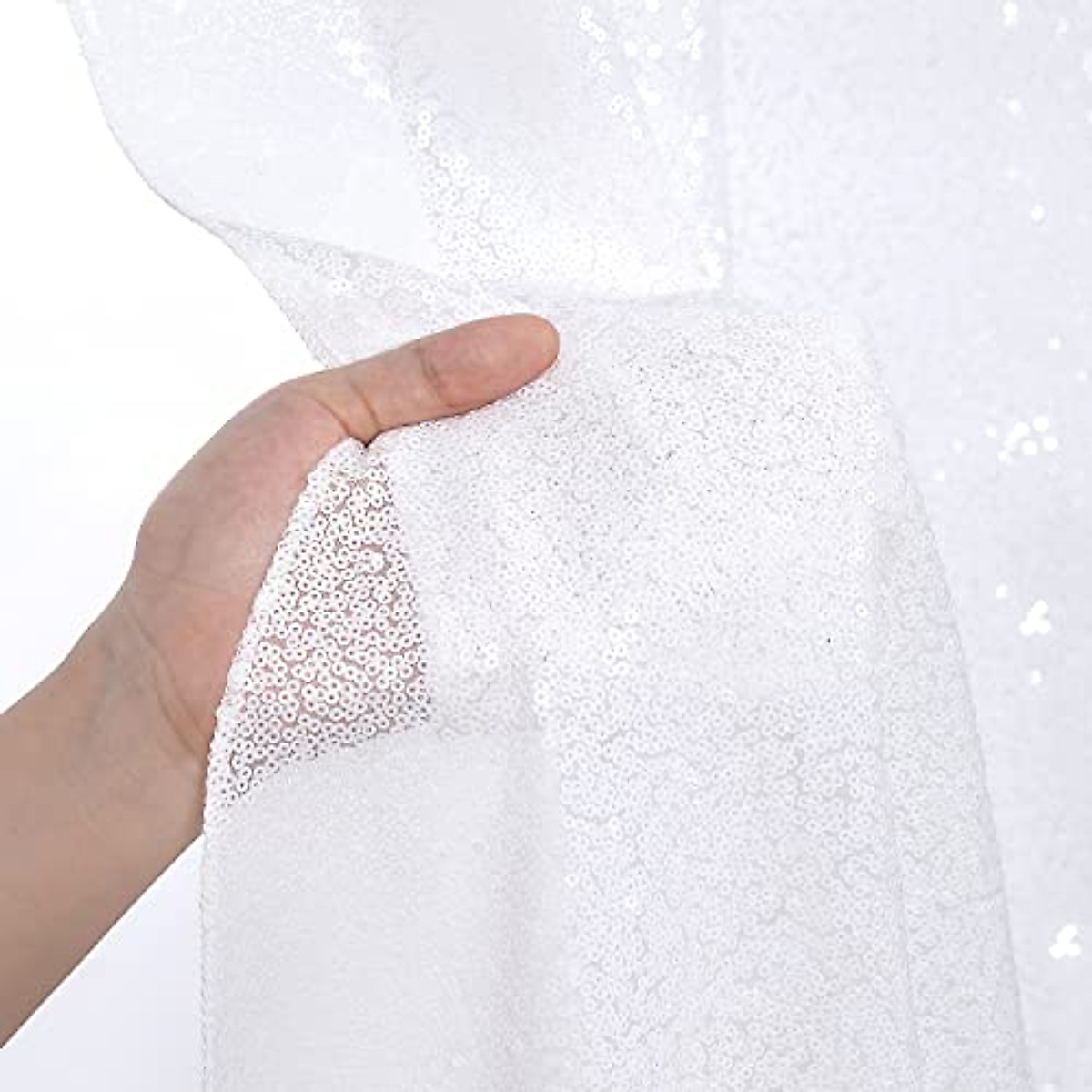 White Sequin Backdrops 2 Pack 2ftx8ft Photo Booth Backdrop Photography Glitter Background for Birthday Party Decorations