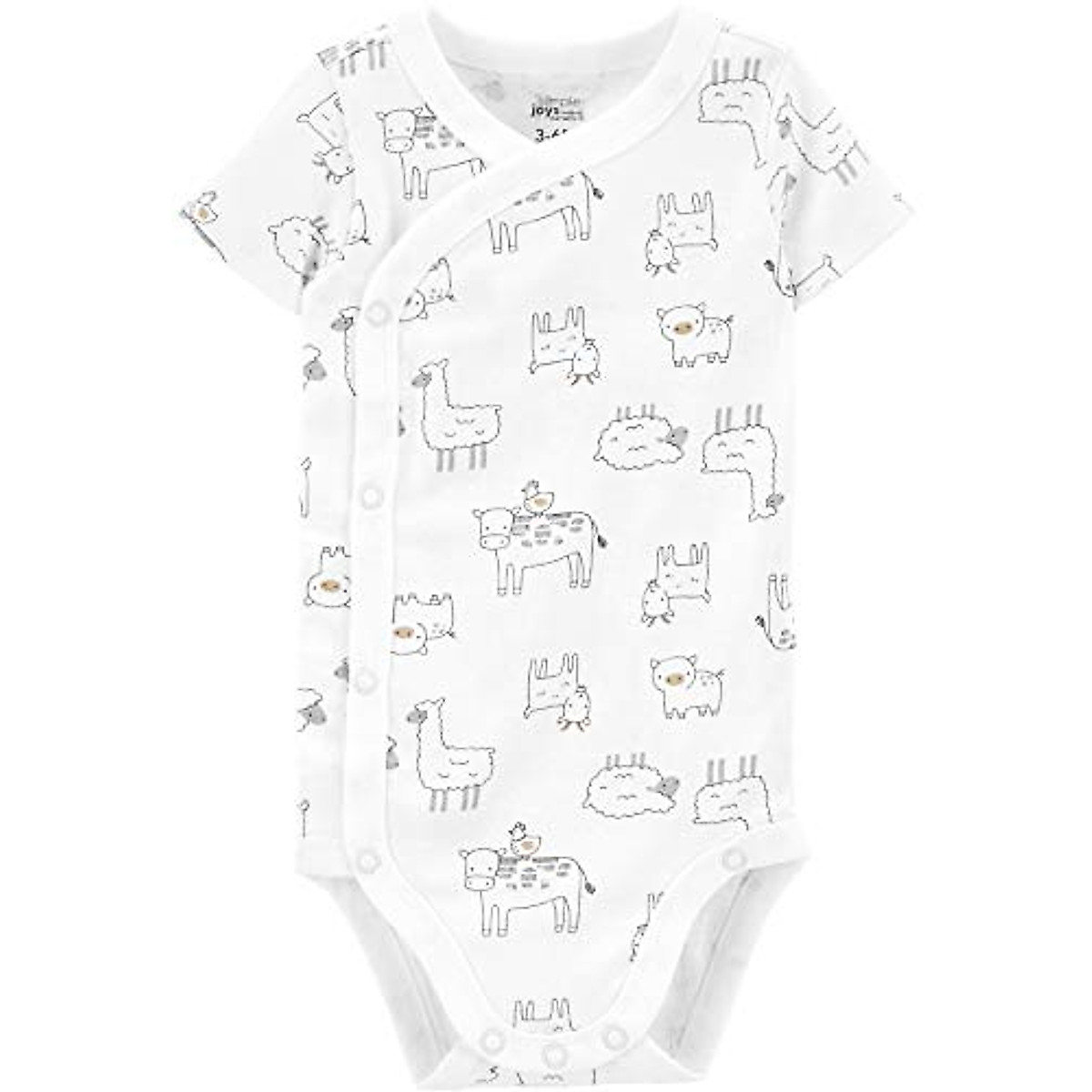 Simple Joys by Carter's Unisex Babies' Short-Sleeve Side Snap Bodysuit, Pack of 5, Forest Animals/Sheep/Stars/Stripe, 0-3 Months