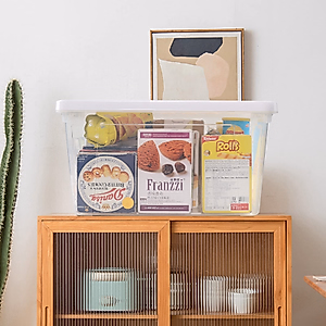 Yuright 6 Pack 35 Quart Latching Bin, Storage Box with Lid, Clear Plastic Storage Tote