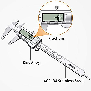 Neoteck 6 inch Digital Caliper, Full-Metal Electronic Calipers Measuring Tool Fractions/Inch/mm Conversion