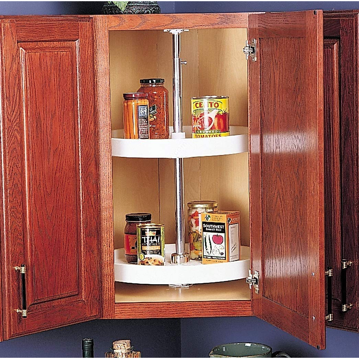 RICHELIEU White Polymer Round Corner Cabinet Lazy Susan 2-Shelf Kitchen Storage and Organizer (18 INCH)