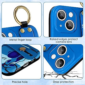 Flafens Stih with Wrist Strap for iPhone 13 Case Lanyard Girls Cartoon Cute Kawaii Character Wristband Cases for Kids Boys Girly Fun Funny Phone IMD Design Cool TPU Cover for iPhone 13 6.1 Inches