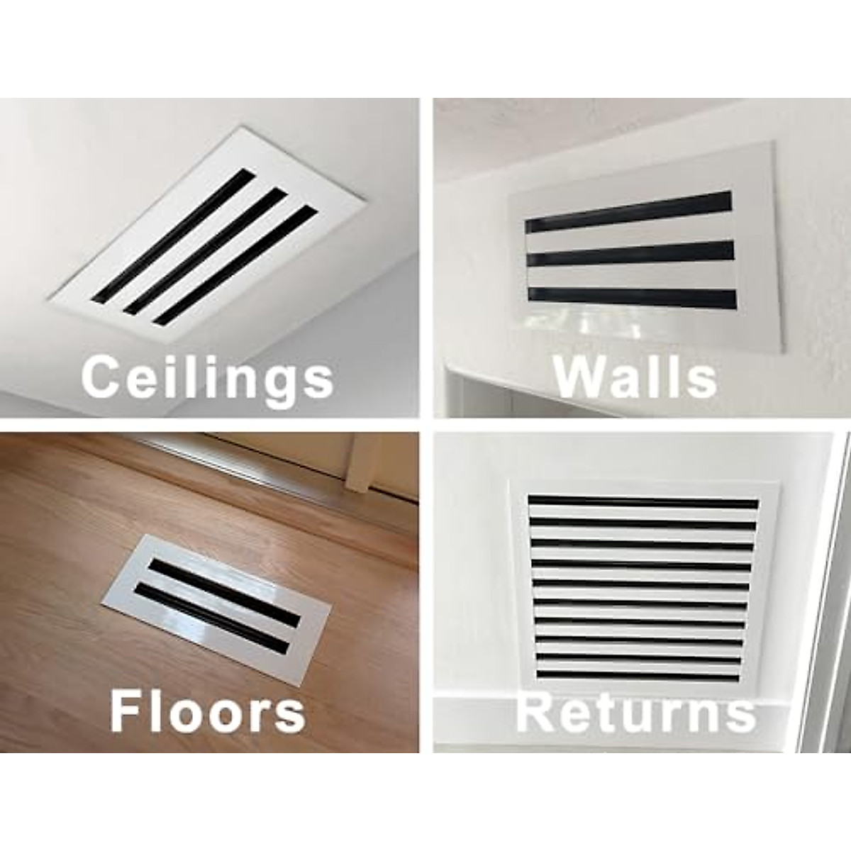 BUILDMART - 10x8 Modern AC Vent Cover - Decorative White Air Vent - Standard Linear Slot Diffuser - Register Grille for Ceiling, Walls & Floors - Texas Buildmart