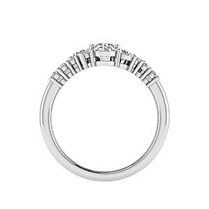 TwoBirch Floral Design Ying Yang Ring Guard and Engagement Ring Bridal Set (2 Rings) Diamond Simulant White Gold (Size 9)