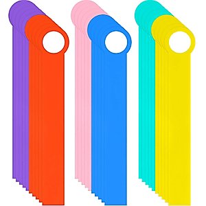 Geyee Library Book Dividers, 30 Pcs Shelf Markers with 60 Assorted Colored Stickers, Flexible Plastic Shelf Marker Set for Classroom Teacher Supplies