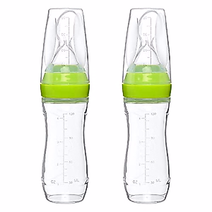 Gogi Baby - 4 oz Silicone Baby Food Dispensing Spoon - 2 Pack - Great for 4+ Month Infants - Includes Stopper - Easy to Use and Mess-Free - Precise Food-Release Feeder - Great for Travel (Green)