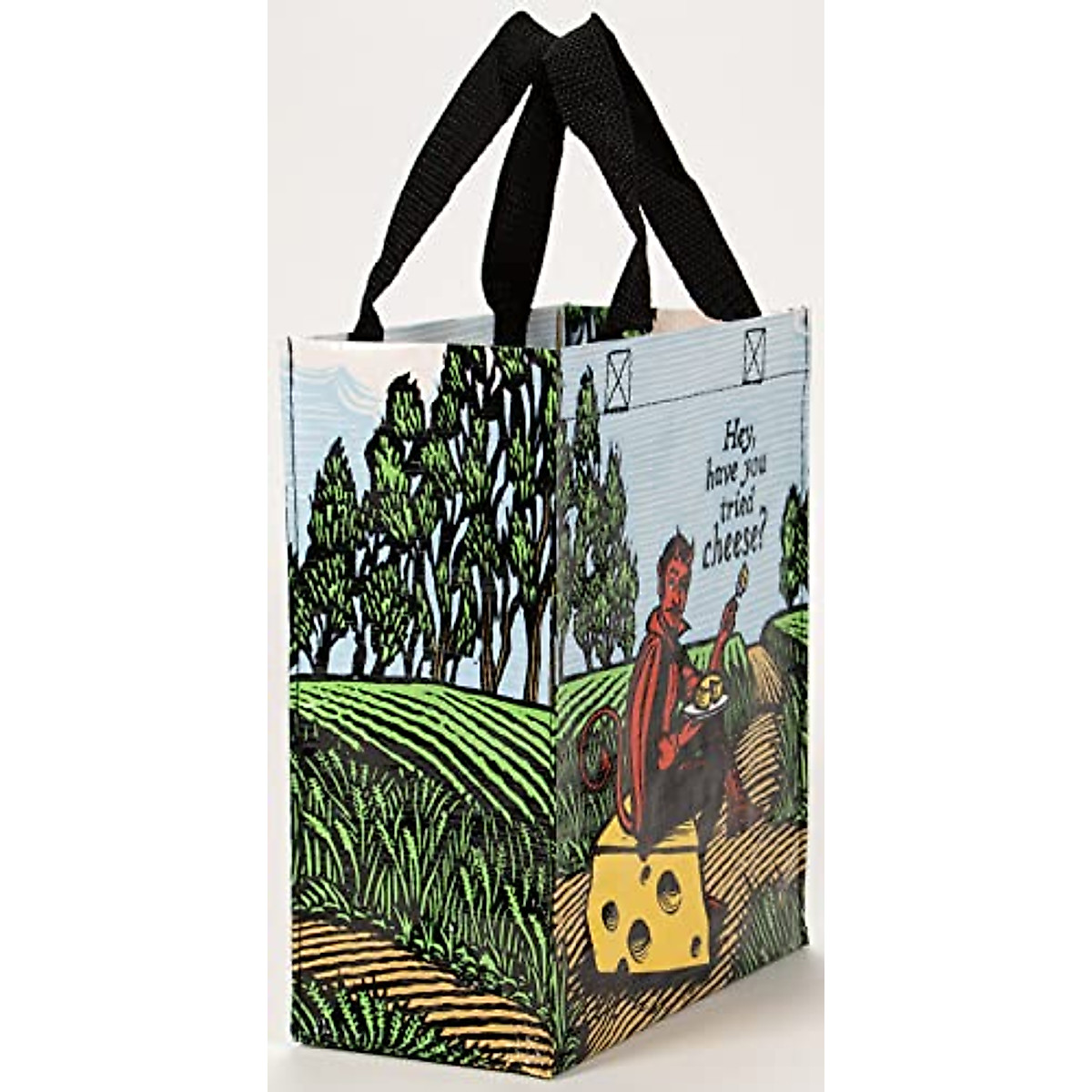 Blue Q Hey, Have You Tried Cheese? Handy Tote from Reusable lunch bag, little tote, gift bag, easy-to-wipe-clean, 95% recycled material, 10" h x 8.5" w x 4.5" d