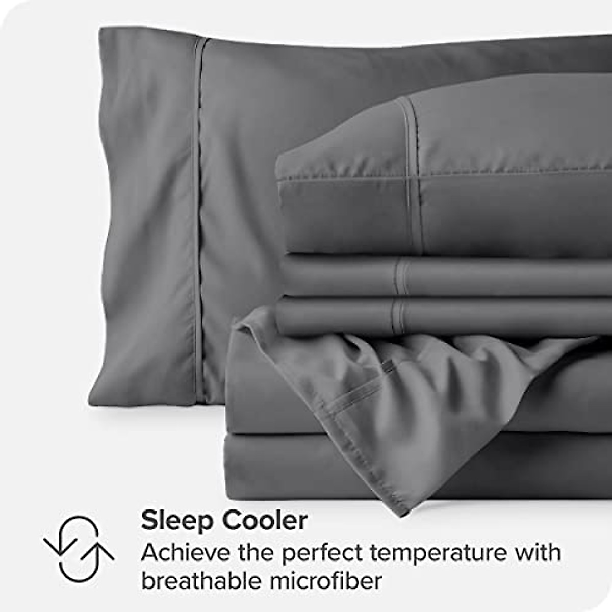 Bare Home California King Sheet Set - 6 Piece Set - Hotel Luxury Bed Sheets - Ultra Soft - Deep Pockets - Easy Fit - Cooling & Breathable Sheets - Wrinkle Resistant - Grey - Cal King Sheets - 6 PC