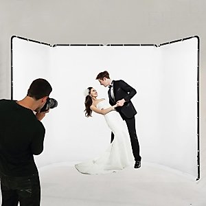 GSKAIWEN 7.87ft x 13.12ft White Screen Backdrop with Stand, Portable Large Wrinkle-Resistant Collapsible Photography Background for Photo Studio Video Shooting, Portrait Product Headshot Photography