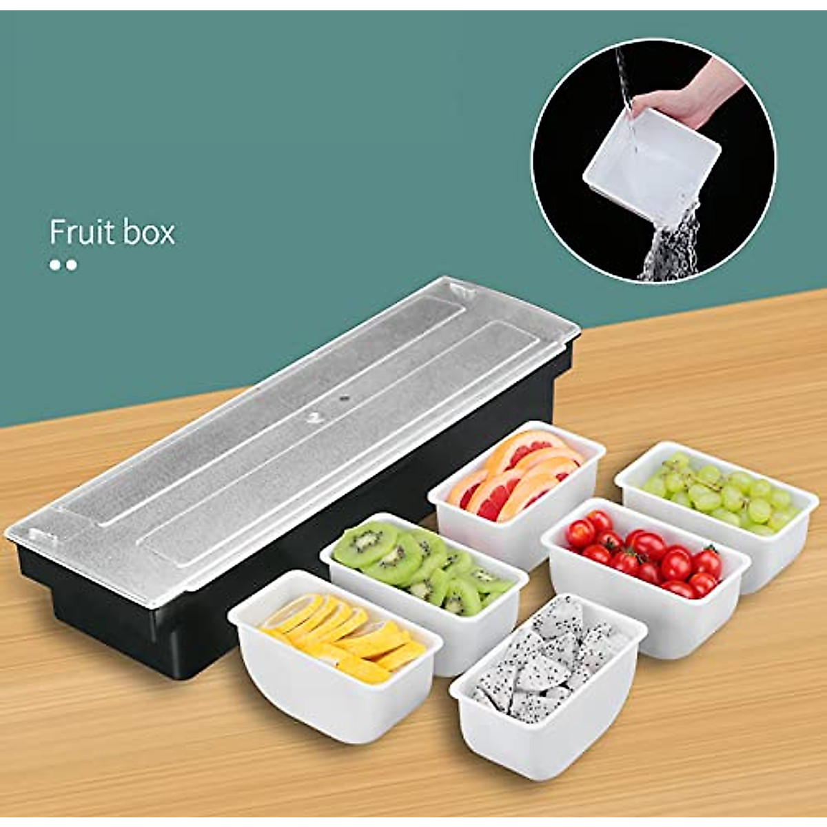 Ice Chilled Serving Tray Condiment Ice Cooled Condiment Dispenser Serving Container Chilled Garnish Tray Bar Caddy for Home Work or Restaurant Black 1 Durable Bar Caddy - 3 Compartments