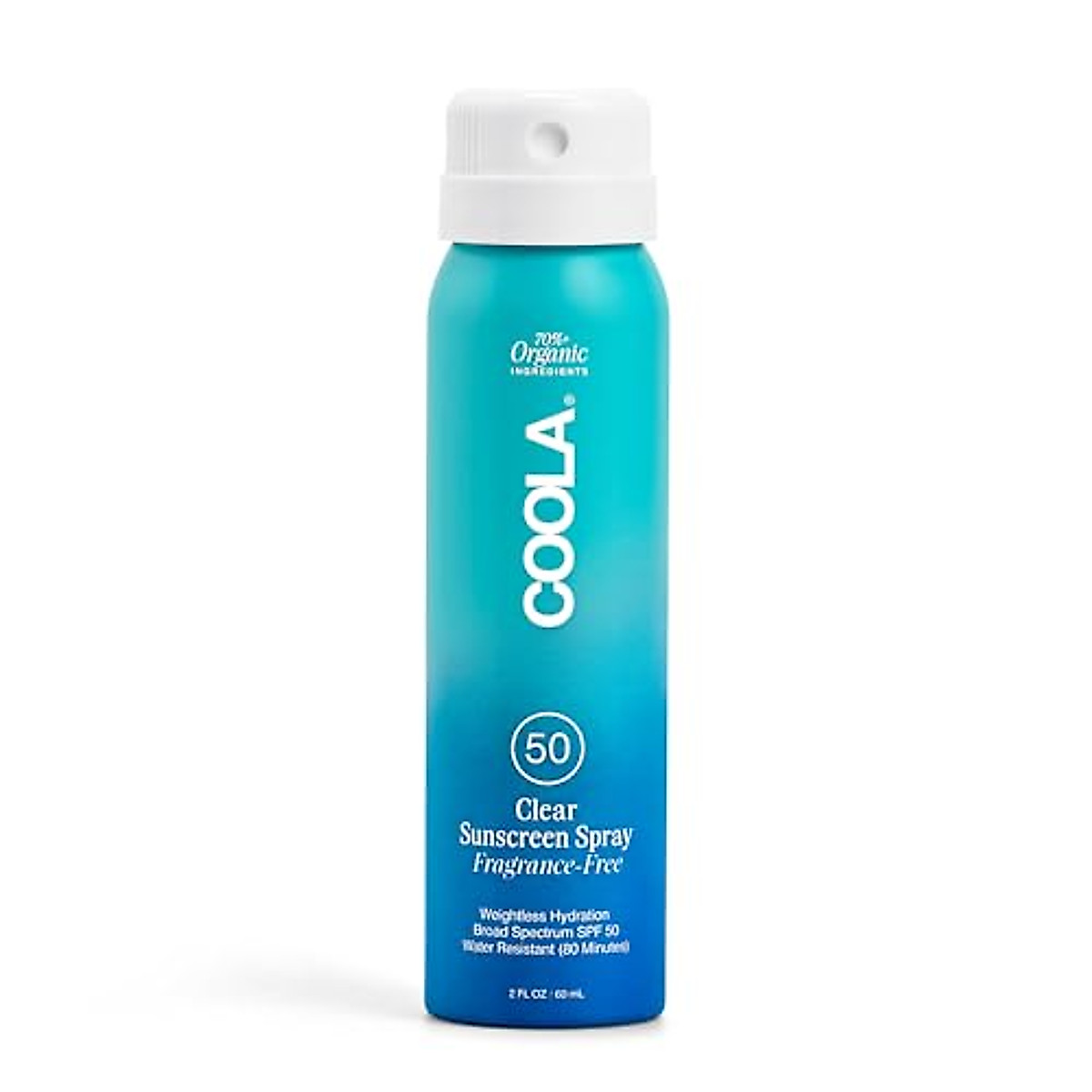 COOLA Organic Sunscreen SPF 50 Sunblock Spray, Dermatologist Tested Skin Care for Daily Protection, Vegan and Gluten Free, Fragrance Free, 2 Fl Oz