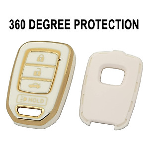 Key Fob Cover Case Fit for Honda Accord Civic CR-V HR-V Remote Holder Skin Protector Keyless Entry Sleeve Accessories (White)