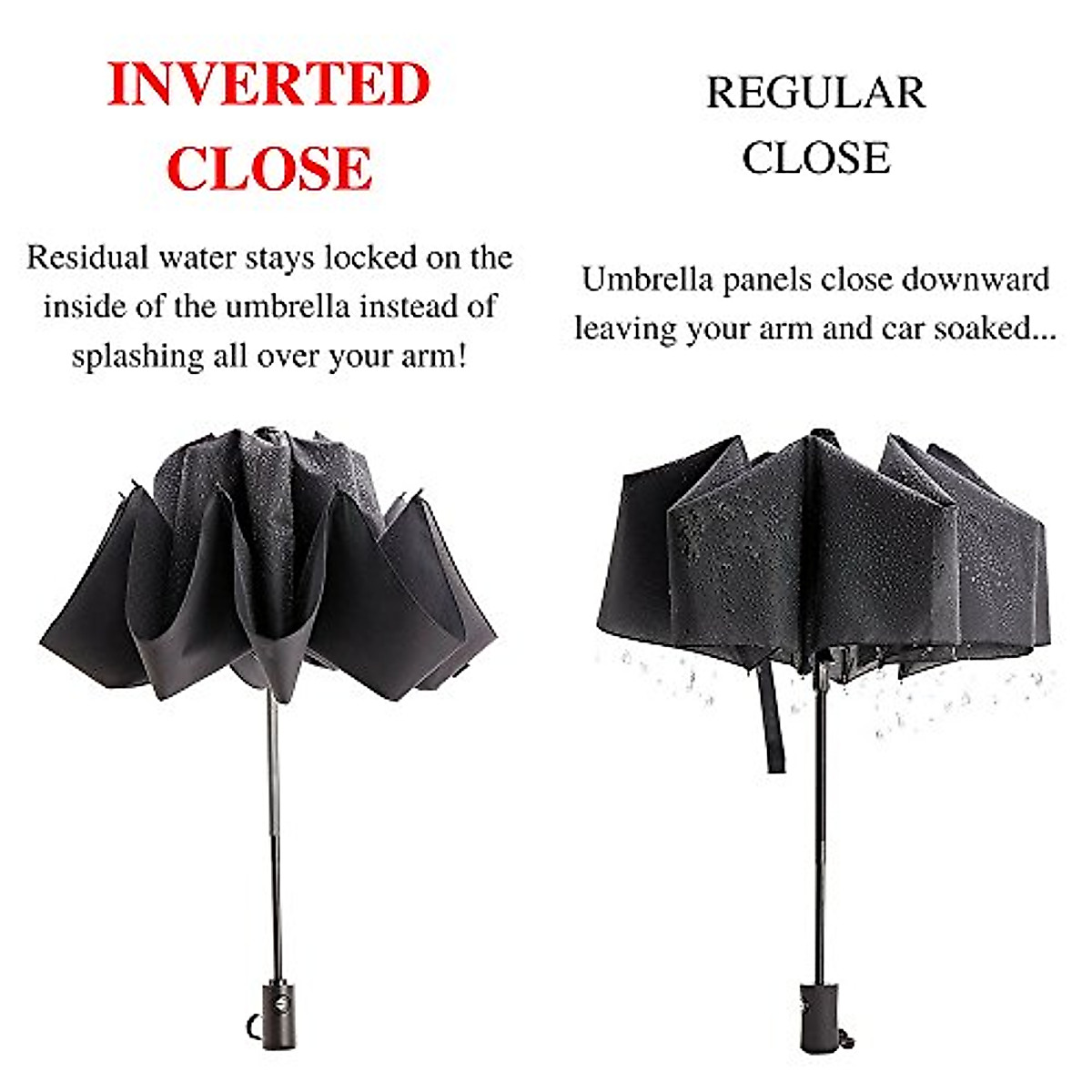 Third Floor Umbrellas 46 Inch Automatic Open and Close Inverted Umbrella – Compact Reverse Umbrella Windproof – Big Lightweight Upside Down UV Travel Umbrella for Car – Closes Inside Out