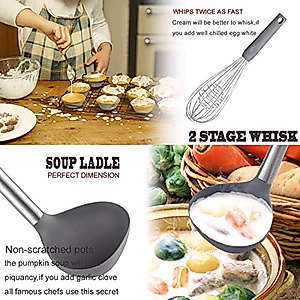 Kitchen Utensil Set,Silicone Cooking Utensils, Kitchen Utensils Set with Stainless Steel Handle,Silicone Spatula Set Utensil Set, Cooking Utensil Set,Kitchen Tools Gadgets for Nonstick Cookware