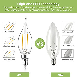 Sigalux Candelabra LED Light Bulbs Dimmable, E12 40 Watt Chandelier Light Bulbs, CA10 Flame Tip Candle Light Bulbs, 5000K Daylight, E12 LED Bulb for Chandeliers, Ceiling Fan, Pendant, 6 Pack