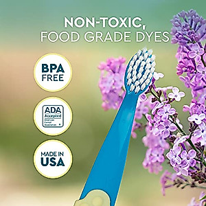 RADIUS Totz Plus Brush Kids Toothbrush Silky Soft BPA Free ADA Accepted Designed for Delicate Teeth & Gums for Children 3 Years & Up - Assorted - Pack of 6