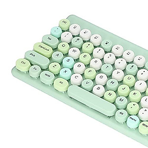 Wireless Keyboard Mouse Combo, Cute Mixed Colors 2.4G 1200 DPI 86 Keys Retro Round Concave Keycaps Tilt Panel Wireless Gaming Keyboard Mouse Combo, for Laptop Desktop MacBook MAC Windows(Green)