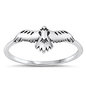 Beautiful Hawk Eagle Raptor Ring New .925 Cute Sterling Silver Band Size 9