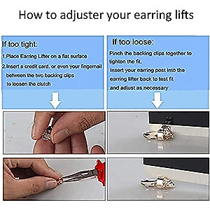 3 Pairs Earring Lifters,8MM Hypoallergenic Earring Backs for Droopy Ears,Adjustable Crown Earring Backs for Heavy Earring (8MM 2silver +1gold)