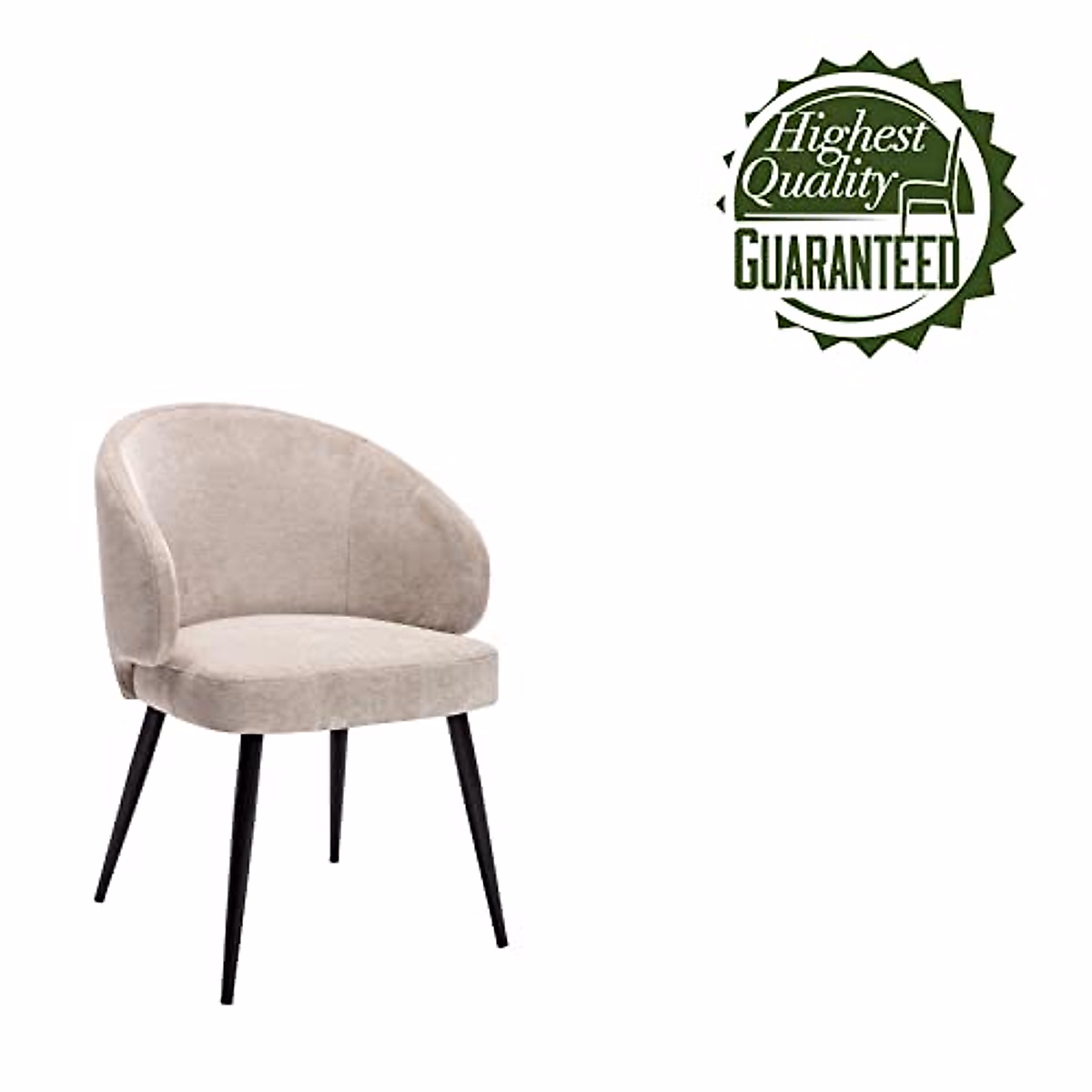 Porthos Home Dana Dining Chair with Luxurious Smooth Suede Upholstery, Rounded Back, Thick Supportive Seat Cushion, Rust-Resistant Iron Legs - Ideal for Dining Rooms and Kitchens