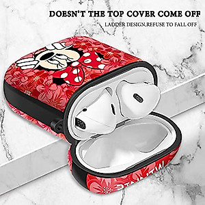AirPods Case Cover with Keychain, Full Protective Silicone case for Apple Airpods 1 & 2 Accessories Skin Cover for Women Girl ,AirPods Wireless Charging Case (RED)