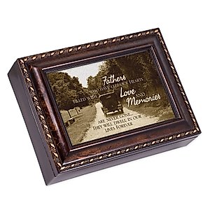 Cottage Garden Fathers Who Left Hearts Filled Memories Burlwood Rope Trim Jewelry Music Box Plays Canon in D