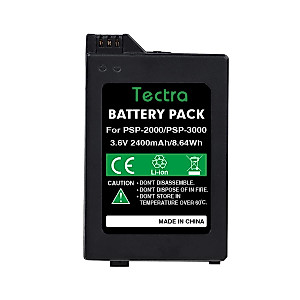 Tectra PSP 2000 Battery, 2400mAh 3.6V Rechargeable Battery Replacement for Sony PSP 3000 / PSP Slim 2000, PSP-2001, PSP-3000, PSP-3001, PSP-3002, PSP-3004, PSP-S110 Console
