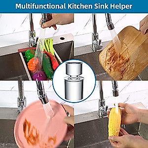 Hygie Rinse Faucet Aerator, 360° Swivel Kitchen Sink Sprayer Attachement Dual-function 2-Flow Faucet Head, Big Angle Sink Faucet Extender, Female 55/64 Inch-27UNS, Chrome Finish