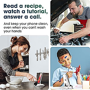 ChikChat Phone Stand/Tablet Holder with Silicone Finger Wiping Mat | Special Phone Holder for Desk to Keep Your Screen Clean | Great Handy iPad & iPhone Stand for Shower, Cooking, Painting and More