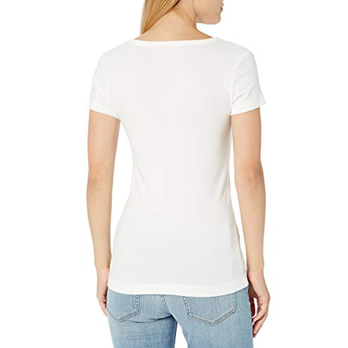Amazon Essentials Women's Slim-Fit Cap-Sleeve Scoop Neck T-Shirt, Pack of 2, Black/White, X-Large