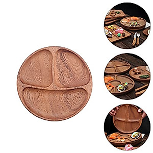 Anneome 1pc Compartment Dishes On Fruits Divided Salad Color Cheese Section Tableware Wood Plates Candy Party Camping Luncheon Diet Birthday Platter Veggies Round Practical Platters Cake