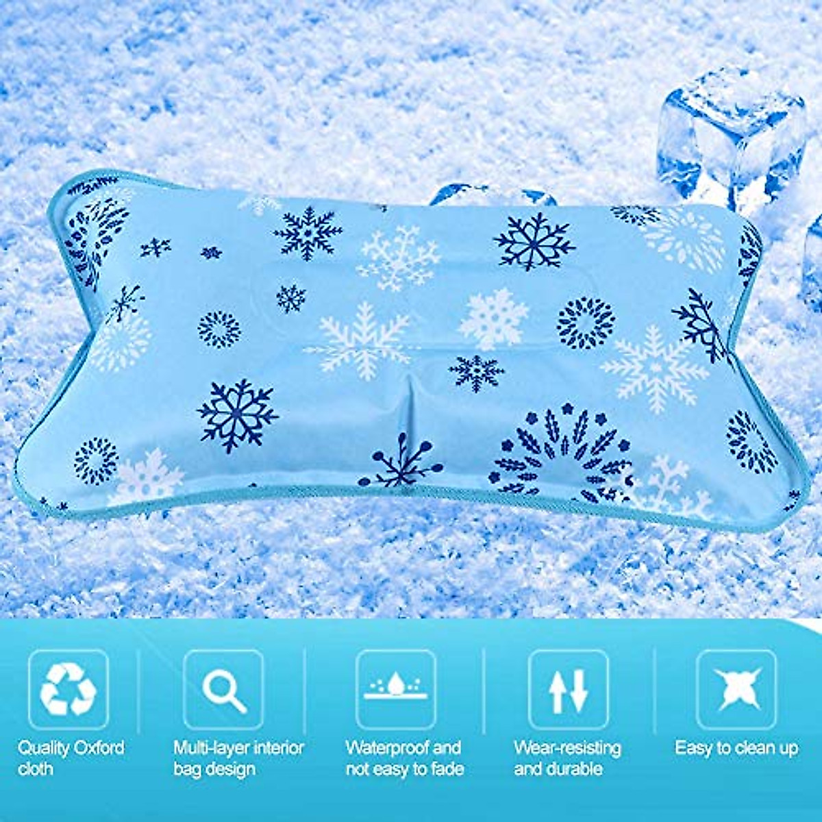 Salmue Cooling Pillow, Cool Neck Pillow, Multi Functional Children Adult Waterproof Ice Cooling Cushion Water Pillow Reversible Cool Gel Pillow for Student Office Car Home Travel