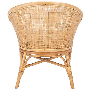 Safavieh Home Collection Dustin Rattan Cushion Accent Chair, 0, Natural/White