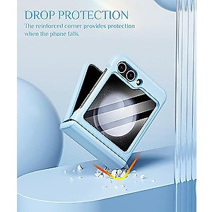 Caka for Galaxy Z Flip 5 Case with Hinge Protection, Z Flip 5 Case with Screen Protector Full Cover Shockproof Slim Wireless Charging Phone Case for Samsung Galaxy Z Flip 5 5G (2023) - Blue