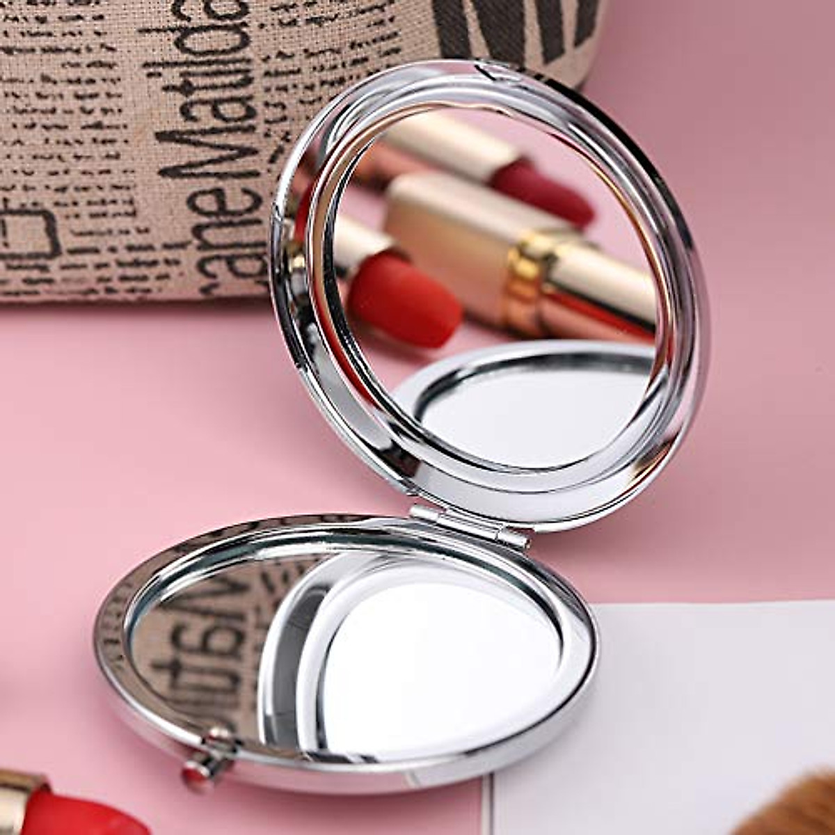 Sister Gifts from Sister Birthday Gift for Woman Compact Mirror Pocket Travel Mirrors Christmas Graduation (Silver to My Sister 1)