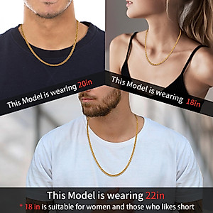 Jewlpire Gold Chain for Men, 4mm Mens Necklace Cuban Link Chain Necklace for Men, 18K Gold Plated Chain Necklace Sturdy & Durable Men's Necklaces 18 inch