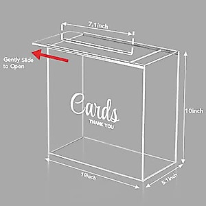 InfinCreats Wedding Card Box for Reception with Slot, Clear Acrylic Card Box for Wedding, 10''x10''x5'' White